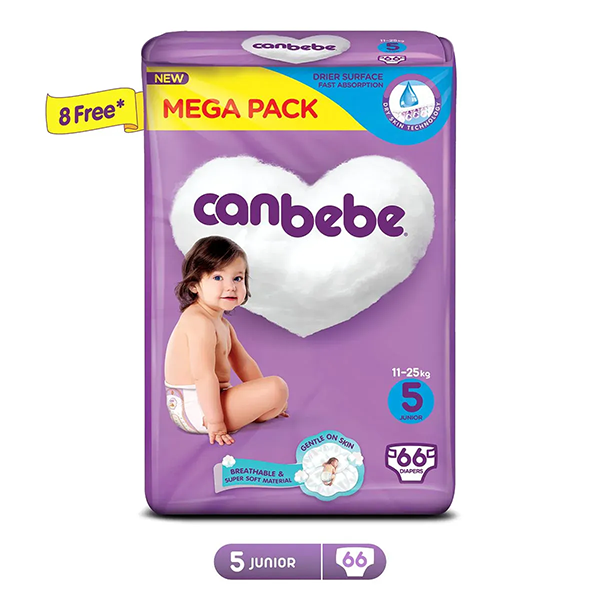 Canbebe Comfort Dry Diapers Mega Pack Junior Size 5 66Pc - Buy Online ...