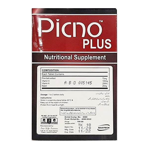 Picno Plus Tablets 20'S - Buy Online at DVAGO®